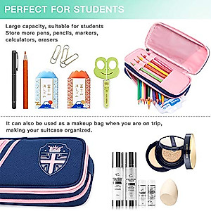 Large Capacity Pencil Case,Uhans Pencil Pouch with Double Zipper and 100% Polyester Sturdy Material,Pencil Box for Kids Can Be Multi Used in School and Office of Makeup Bag