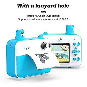 Kids Print Camera, HD 1080P Dual Lens Printing Camera Thermal 2.4in LCD Screen USB Port for Home