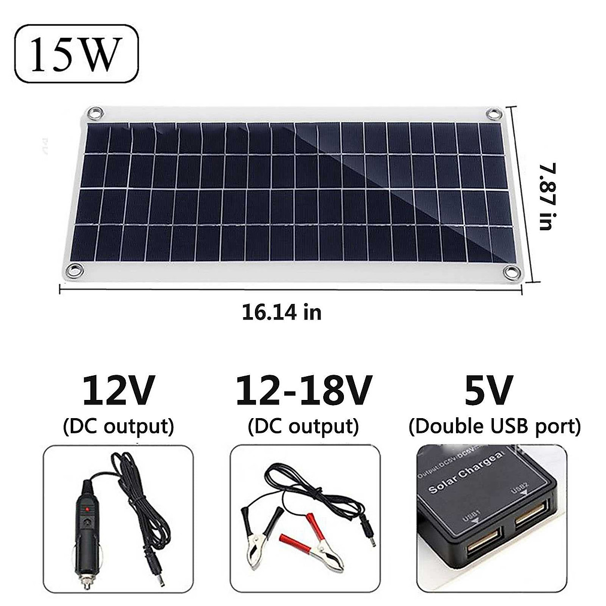 HZRU 15W 18V Solar Panel Semi-Flexible Solar Laminate Polycrystalline Outdoor Emergency Charging Pet Room with Fan for Cooling and Ventilation