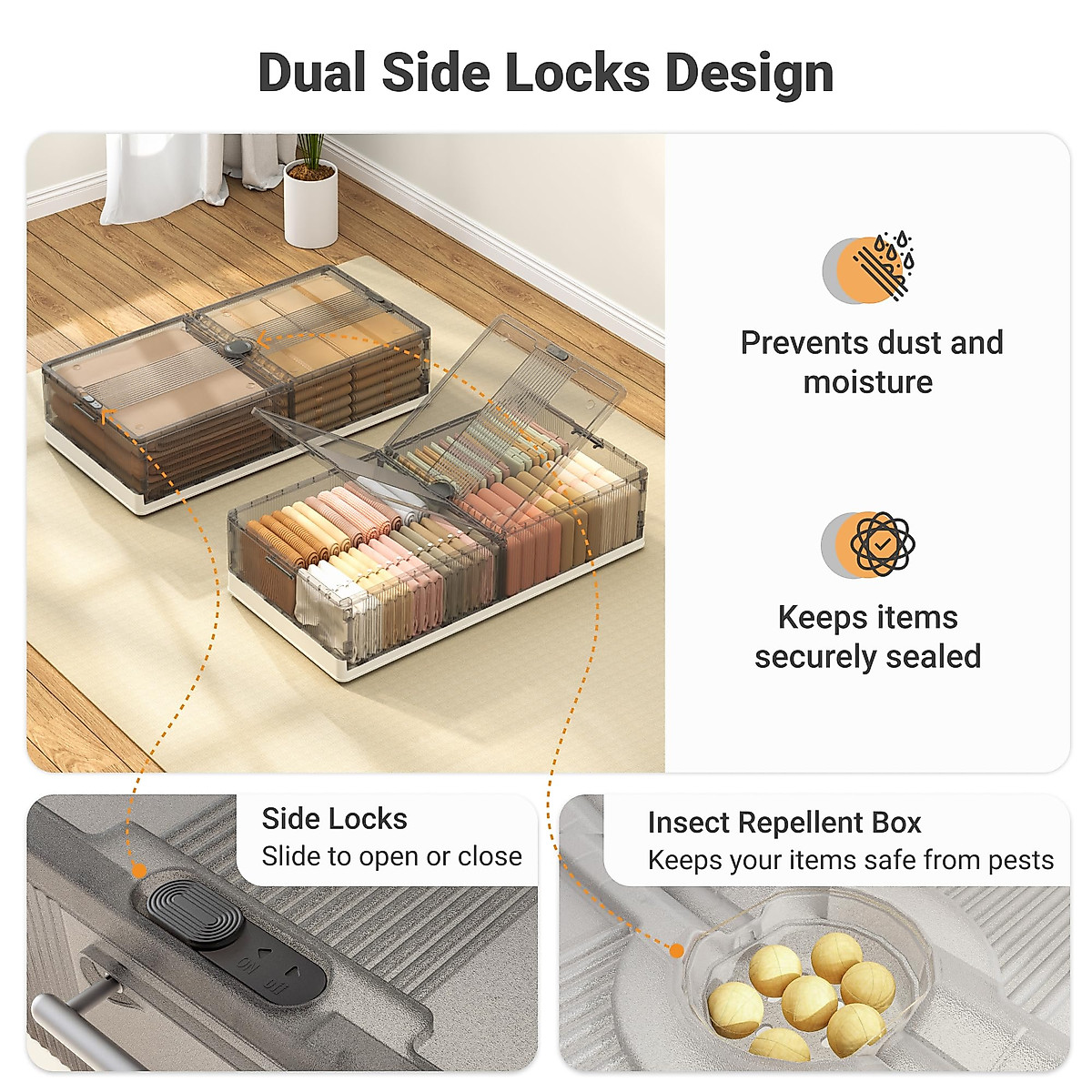 eShelf Under Bed Storage with Wheels, 3 Pack 27Gal Stackable Under Bed Storage Containers, Foldable Organizer Storage Bins with Lids, Collapsible Storage Drawers for Clothes, Bed Sheets, Shoes, Books