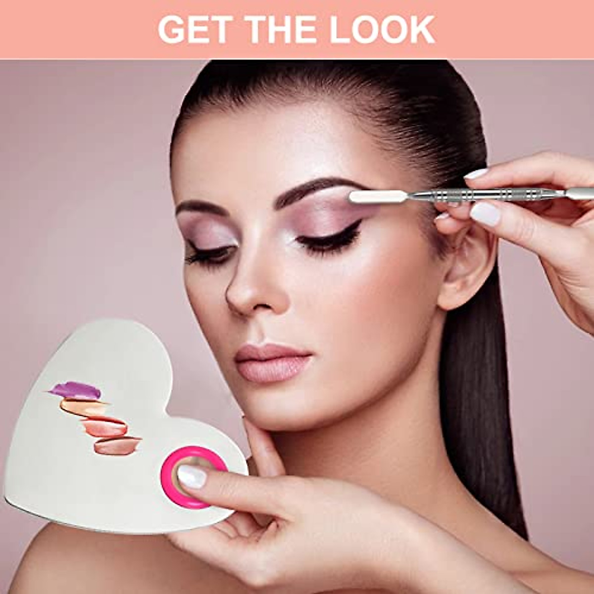 Necitorix Mixing Palette, Stainless Steel Makeup Foundation Mixing tray, Makeup Tool for Mixing Nail Gel Polish, Cosmestic (Heart Small)