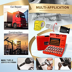 AKM 25Pcs Screw Extractor Set, Hex Head Multi-Spline Easy Out Bolt Extractor Set, Chrome Molybdenum Alloy Steel Rounded Bolt Remover