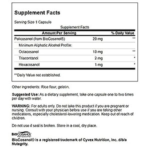 Swanson Policosanol - Supplement Helps Support Cardiovascular Health - All Natural Formula Aids Good Heart Health & Function - Helps Maintain Healthy Cholesterol Levels (60 Capsules, 20mg each) 2 Pack