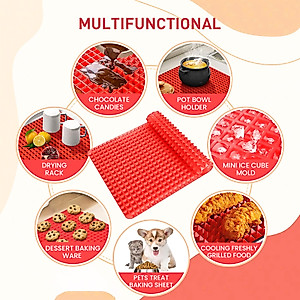 Silicone Baking Mat Cooking Pan 2 Pack Large 16“x11" Small 6.7"x6.7" Non-Stick Healthy Fat Reducing Sheet For Oven Grilling BBQ (2 Pack-Red Large)