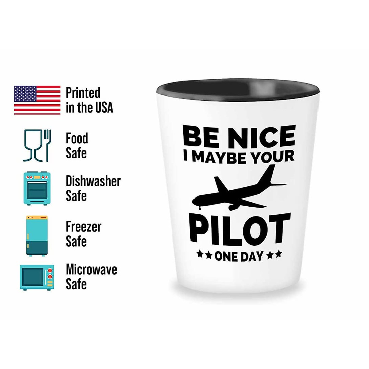 Bubble Hugs Pilot Shot Glass 1.5Oz - Pilot One Day - Pilot Gifts Airplane Flying Captains Aviator Airline Aviation