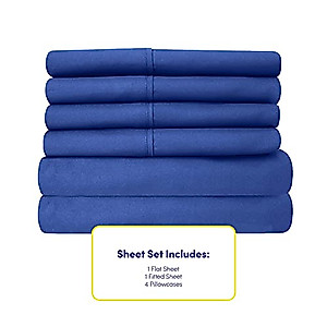 Full Size Bed Sheets - 6 Piece 1500 Supreme Collection Fine Brushed Microfiber Deep Pocket Full Sheet Set Bedding - 2 Extra Pillow Cases, Great Value, Full, Royal Blue