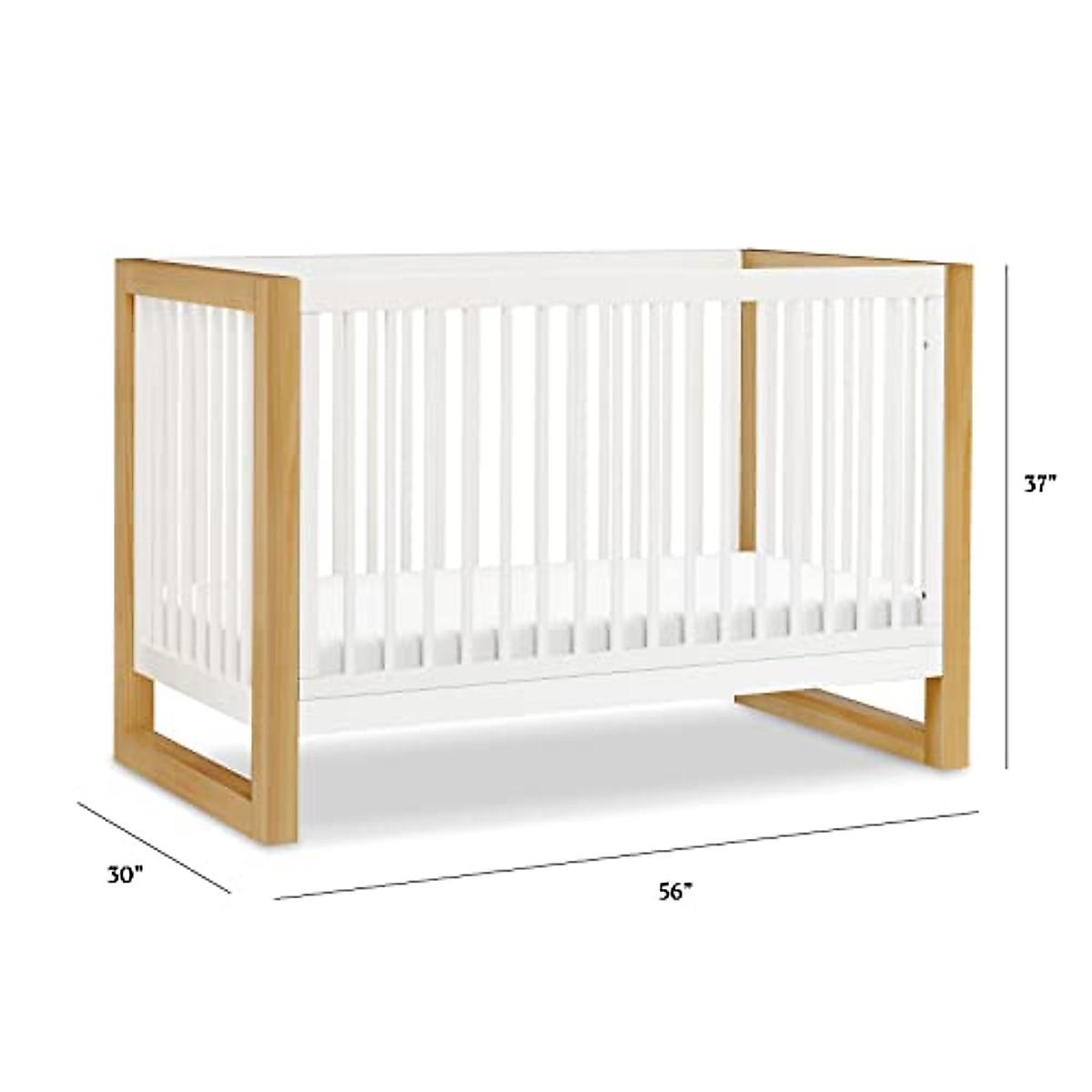 NAMESAKE Nantucket 3-in-1 Convertible Crib with Toddler Bed Conversion Kit in Warm White and Honey, Greenguard Gold Certified (M23301RWHY)