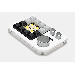 KEEBMONKEY Megalodon Triple Knob Macro Pad Programmable Designer Mini Keyboard 16 Keys (White)