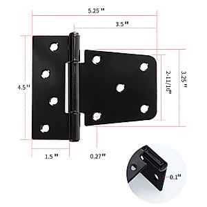 3.5 inch Heavy Duty Gate Hinges 2 Pack, Extra Thickness Black Iron Door Hinges for Shed Barn Wood Fence Gate (Screws Included)