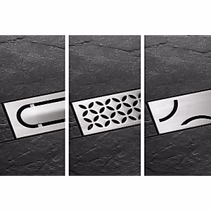 Schluter Kerdi-Line Brushed Stainless Steel Grate Assembly for Tile and Stone Coverings - Adjustable, Square Design - 3/4" Frame, 20" Length - KL1B19EB50