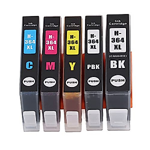 Hilitand Ink Cartridge Large Capacity Inkjet Cartridge Clear Fadeless Print Printer Cartridge for School, Office, Trading Firms (BK PBK C M Y 5 Colors)