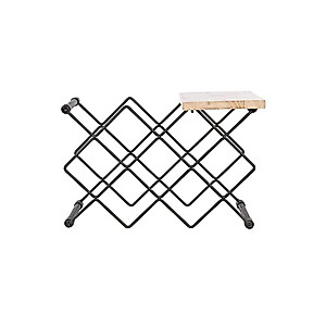 neatfreak Countertop Wine Rack with Shelf Freestanding Tabletop Wine Bottle Holder for Up to 10 Bottles - Matte Black Metal Frame with Maple Wood Tray for Wine Glass - 17.24 x 7.63 x 11.49 in