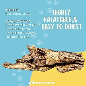hotspot pets Beef Lung Dog Treats -1LB Resealable Bag- Slow Roasted All Natural Dehydrated Premium Beef Chew Treats for Dogs - No Hormones- Rawhide Alternative Snack for All Breeds
