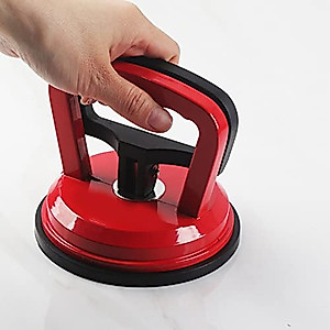 Utoolmart Vacuum Suction Cup Glass Lifter for Glass/Tiles,Dent Remover Gripper Aluminum Sucker Plate, Double Handle Locking Red