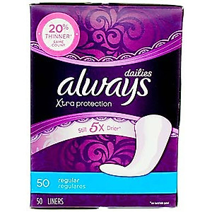 Always Xtra Protection Regular Daily Liners, 50 Count (Pack of 3)