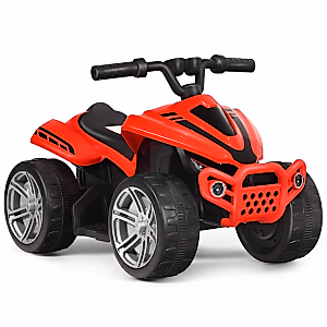 Costzon Kids ATV, 6V Battery Powered Electric Vehicle, 2 Speeds, Forward/Reverse Switch, Rear Wheeler Motorized Mini Toy Car, Ride on Car 4 Wheeler Quad for Boys & Girls Gift, Ride on ATV (Red)