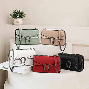 DLLTEC Crossbody Satchel Handbag for Women Snake Print Clutch Purses Cross Body Evening Handbag Chain Strap Shoulder Satchel