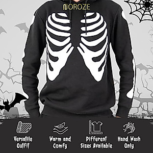 NOROZE Men's Halloween Skeleton Tracksuit Hoodie Jumper Joggers Unisex Set (M, Skeleton Black)
