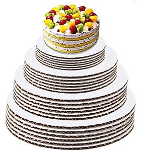 Twdrer 24 Cake Board Rounds, White Cake Circles Cake Base Circle Cardboard Base (6, 8, 10 & 12-Inch) for Cake Decorating & Multi-Tier Stacked Cakes