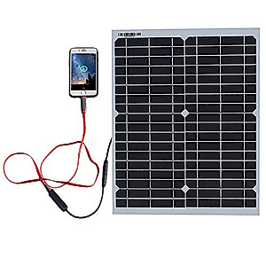 XINPUGUANG 20 Watt 12 Volt Solar Panel Solar Trickle Charger Portable Power Maintainer Cigarette Lighter 5V USB for Car Boat Motorcycles Cell Phone Tablet and Other Electronic Devices