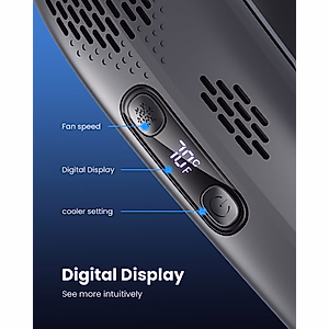 Koonie Neck Air Conditioner, Portable Cooling Neck Fan Blow Cold Air, 4000mAh Rechargeable Around Neck Breeze Fan 3 Speed, 3 Refrigeration Mode, 8H work time, Adjustable Width, Digital Display