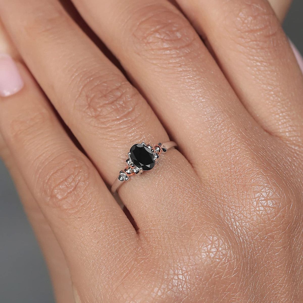 Gem Stone King 925 Silver and 10K Rose Gold Oval Gemstone Birthstone Engagement Ring | Oval 7X5MM | Wedding Engagement Anniversary Solitaire Promise Ring For Women