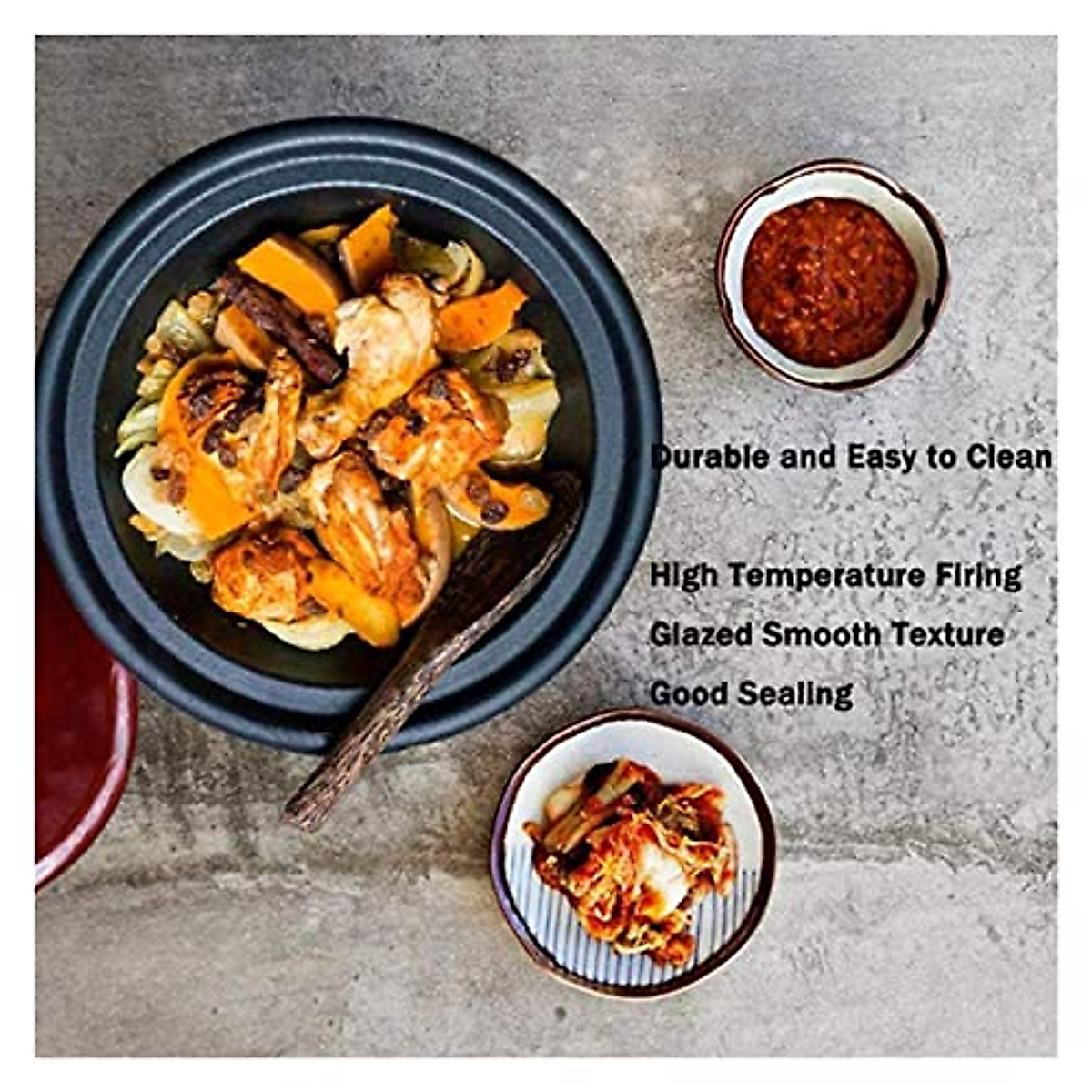 Easy To Clean Moroccan Tagine Cast Iron Pot With Lid Handles For Casserole Pot Medium To Extra Large Home Cookin 22.5.28