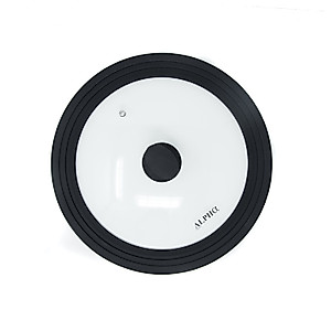 Alpha Living Universal Silicone Cookware Pots and Pans Vented Tempered Glass-Graduated Lid with Easy Grip Fits 9.5", 10" 11" (Small)