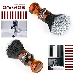 Synthetic Badger Shaving Brush with Resin Handle Nylon Bristles Hair Anbbas Lathering Foam Brush for Men Travel Professional Wet Shaving(Amber,Knot: 24 mm)