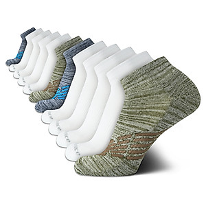 New Balance Men's Quarter Socks - 12 Pack Performance Cushioned Athletic Socks for Men with Arch Support (Shoe Size: 6-12.5), Size 6-12.5, Black/Grey Assorted