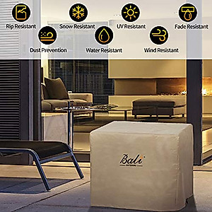 BALI OUTDOORS 28 Inch Square Patio Fire Pit Table Cover, Heavy Duty, Waterproof and Weather Resistant Oxford Fabric Cover, Brown