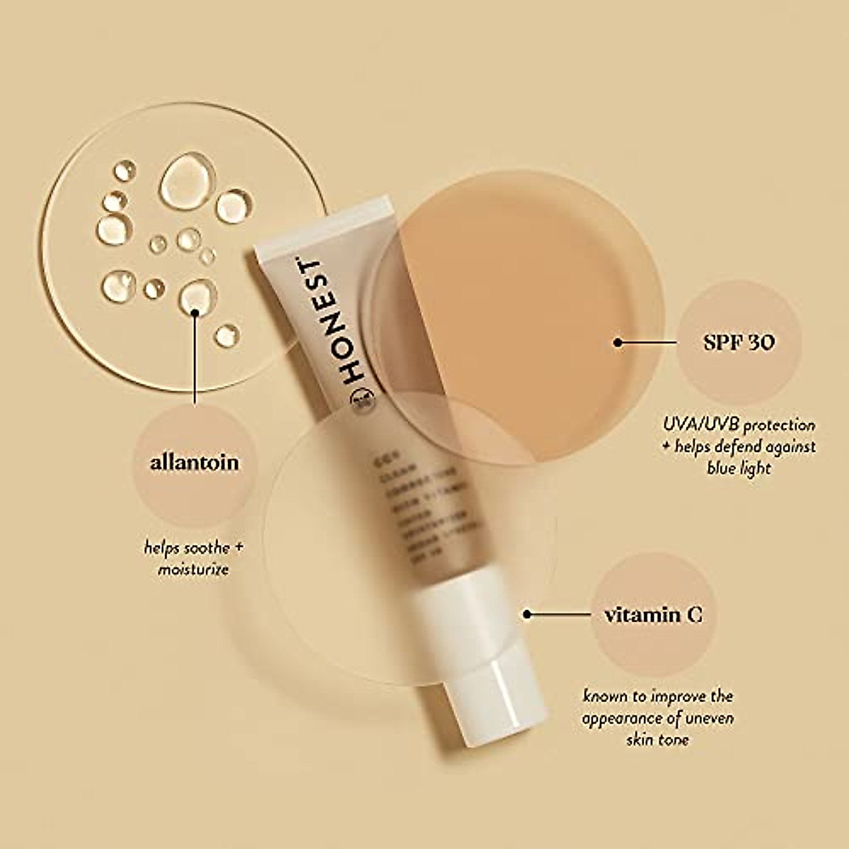 Honest Beauty CCC Clean Corrective with Vitamin C Tinted Moisturizer | Mineral SPF 30 | Vegan + Cruelty Free | Alabaster Fair Light, 1 fl oz