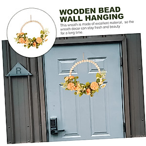 ULDIGI Faux Wood Bead Garland Green Wreath Artificial Wreath Wall Stickers& Murals Table Wreath Garland Fall Front Door Wreaths Eucalyptus Hoop Wreath Plastic Wedding Bride Lamb