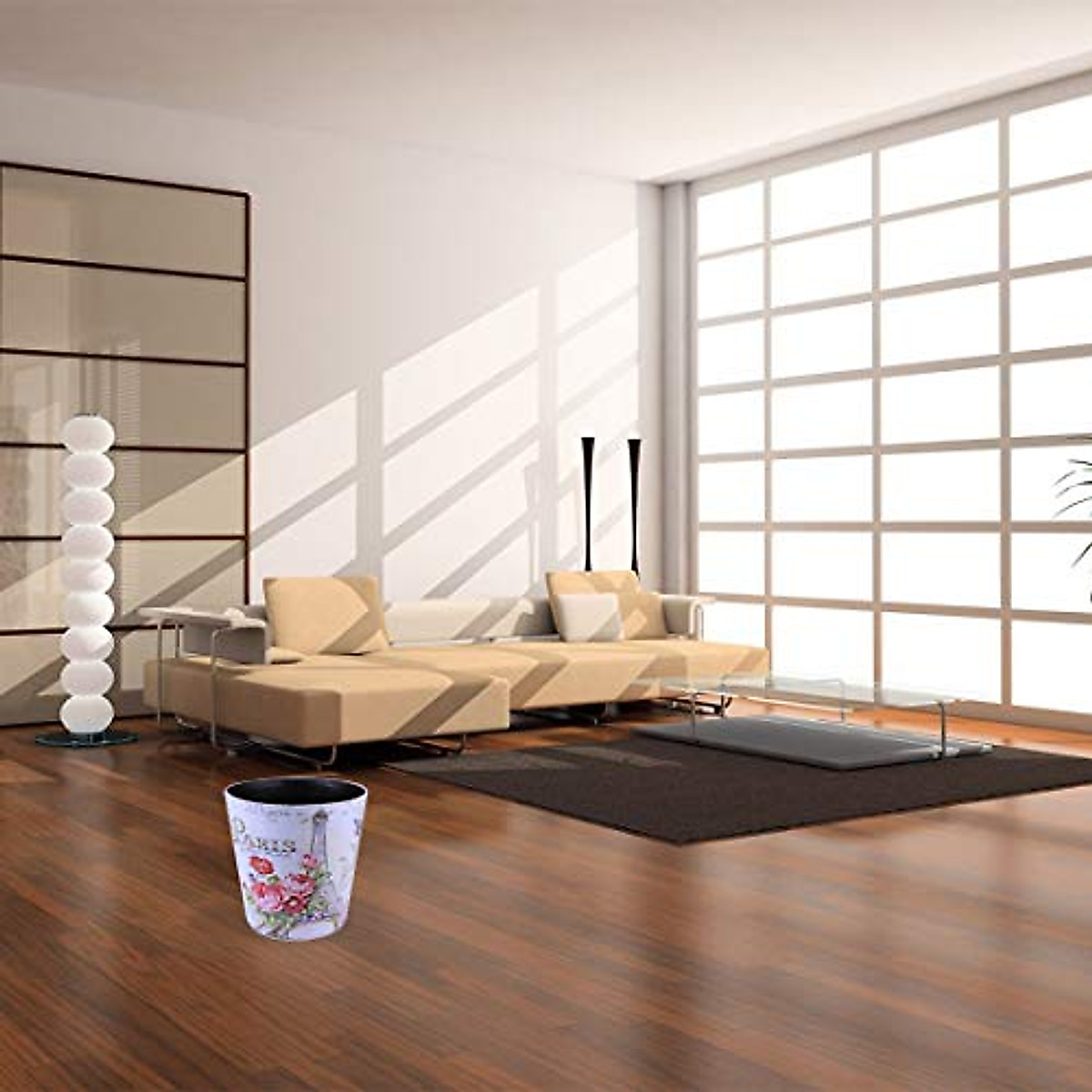 Lingxuinfo Scakbyer Waste Paper Bin, European British Style Tower Pattern Trash Can Wastebasket Garbage Can Without Lid Waste Bin for Kitchen Bathroom Bedroom (Tower Red Flower)