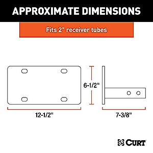 CURT 31002 Trailer Hitch License Plate Holder Bracket for 2-Inch Receiver