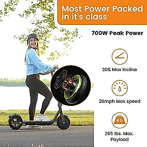 NAVEE Electric Scooter V50, 31 Miles Range & 20 MPH Speed, 700W Max Power, 10" Pneumatic Tires, E-ABS and Rear Disk Brake, IP55 Waterproof, Handle Folding Electric Scooter for Adults