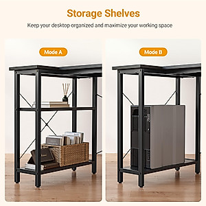 BANTI L Shaped Small Computer Desk with Storage Shelves, 40" Home Office Small Corner Desk Study Writing Table, Black