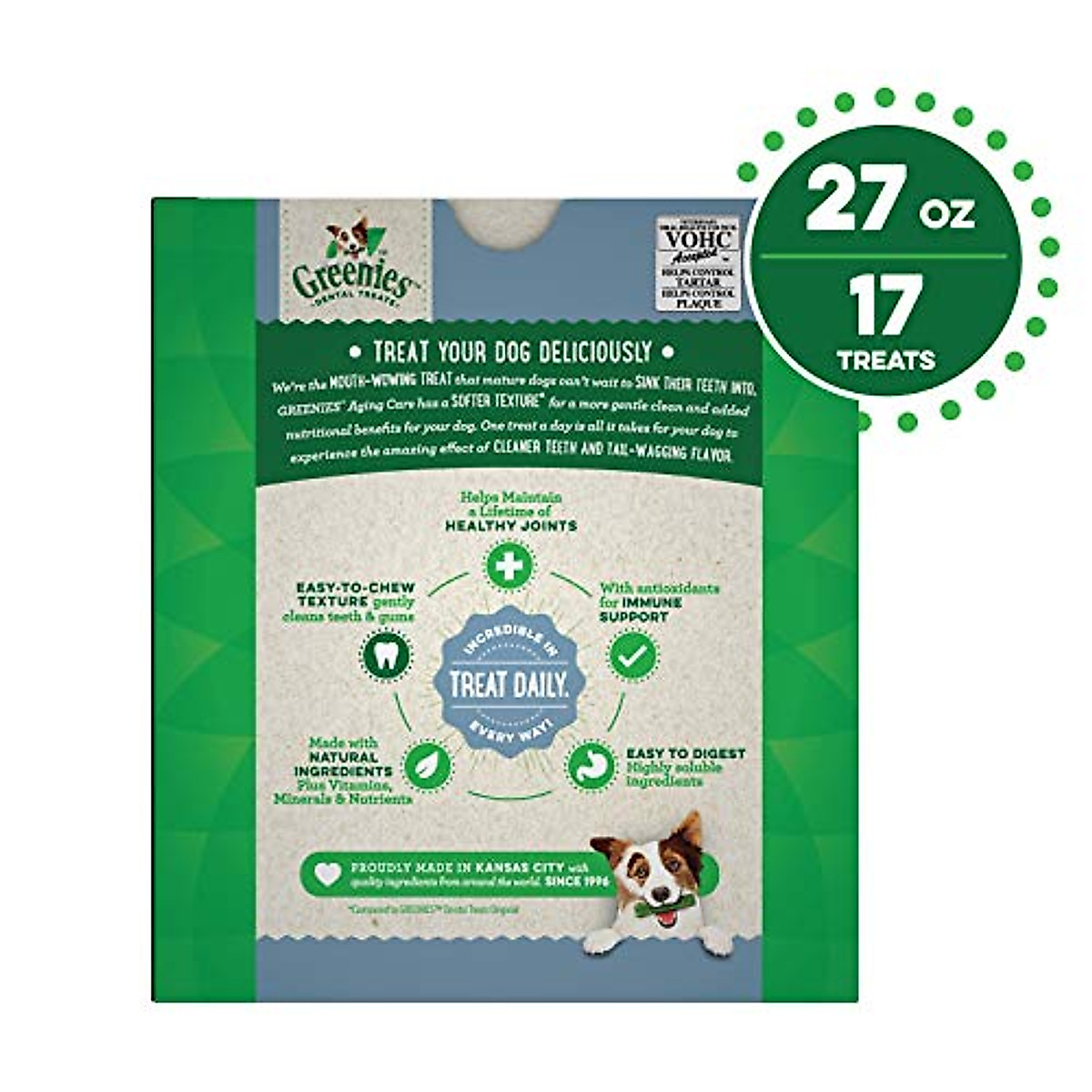 Greenies Aging Care Large Natural Dental Care Dog Treats, 27 oz. Pack (17 Treats)