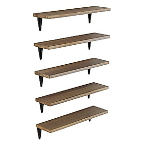 You Have Space Flota 17"x 4.5" Book Shelves, Floating Shelves for Living Room Decor, Bathroom Storage, Kitchen, Kids Room Natural Burned Set of 5