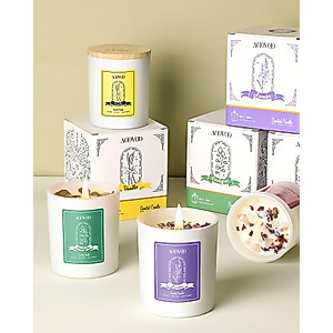 AOOVOO Lavender Scented Candles for Women - Aromatherapy Candle with Crystals Inside, 10oz Soy Candles for Home Scented, Christmas Birthday Gifts Candle for Women Mom