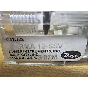 Dwyer® Rate-Master® Flowmeter, RMA-12-SSV, 4% Acc, 50-500 cc/min air, SS Valve, PC Body
