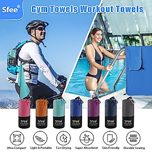 Sfee 2 Pack Microfiber Travel Towel, Quick Dry Towel Camping Towel Large Beach Towel Super Absorbent Compact Lightweight Sports Towel Gym Towel for Beach, Gym, Hiking, Pool, Backpacking, Bath, Yoga