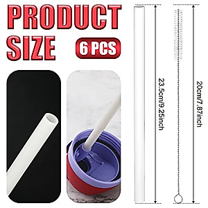 40 oz Replacement Straws for Owala Water Bottle, 6PCS Reusable Plastic Straws with Cleaning Brush for Owala FreeSip Flip Insulated Stainless Steel Bottle 40oz Tumbler Cup Accessories Parts (White)