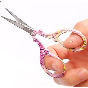 GAIFONGRE 3.6 inch Small Precision Scissors, Sewing scissors with leather sheath cover,Small Stainless Steel craft tools,sewing supplies,Needlework Threading Shears , color Purple