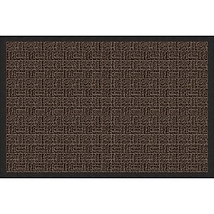 Amazon Basics Molded Carpet & Rubber Commercial Scraper Entrance Mat Parquet Pattern, Brown, 2 x 3