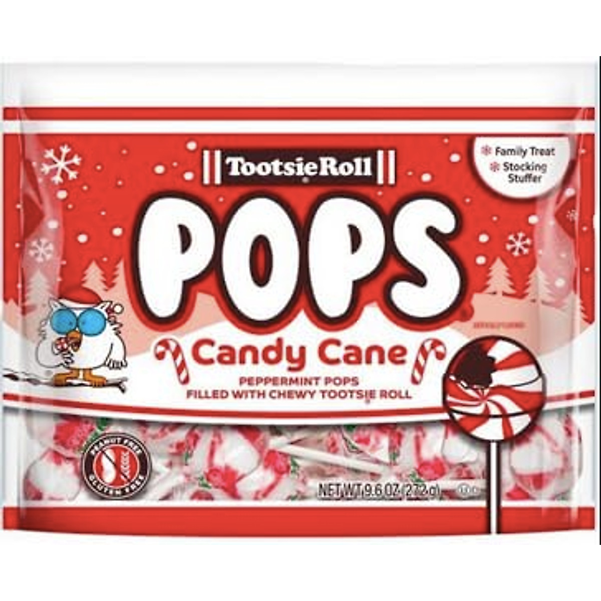 Christmas Roll Holiday 4 Pack - Candy Cane Pops 9.6 oz, Fruit Chews Holiday Cheer "Sweet and Sour" 12 oz, and Snowballs 3.5 (2). Bonus Angry Goat Goods fridge decoration included.