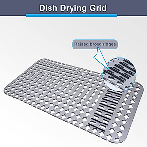 ZHAO Silicone Sink Mats Sink Protectors with Drain Holes Kitchen Sink Mat Grid Accessory Grey Sink Mats for Bottom of Kitchen for Farmhouse Stainless Steel Porcelain Sink 25"x13"