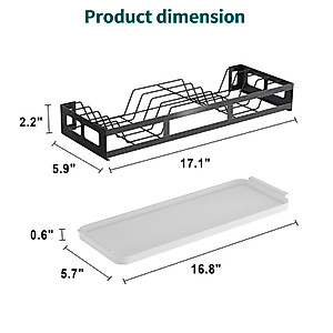 junyuan Dish Drying Rack Wall Mounted,Small Hanging Dish Drying Rack with Utensil Holder,Kitchen Storage Plate Rack with Drain Board,Durable Stainless Rust Proof Black