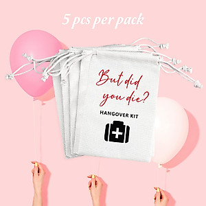5 Pack But Did You Die Hangover Kit Bags Wedding Emergency Kit Bags Bridesmaid Survival Kit Bag With Drawstring for Wedding Bridal Bachelorette Party Bridal Shower Bachelor Party