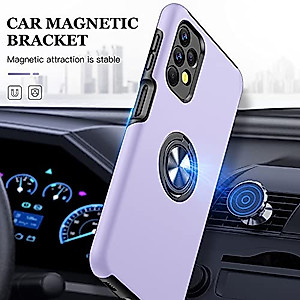 JAME Designed for Samsung Galaxy A32 5G Case with 2 Pack Tempered Glass Screen Protector Shockproof Scratch Proof Protective Cover with Built-in Magnetic Kickstand for Samsung Galaxy A32 5G, Purple